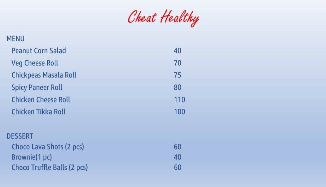 Menu of Cheat Healthy, K.K. Nagar, Chennai