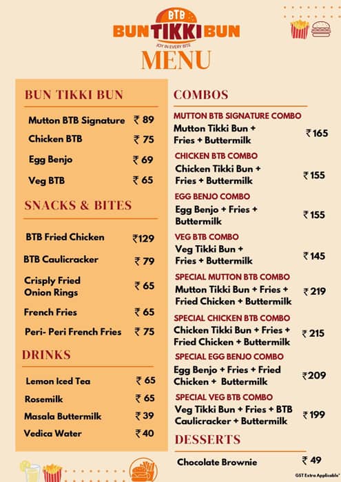 Menu of Bun Tikki Bun, Sarjapur Road, Bangalore