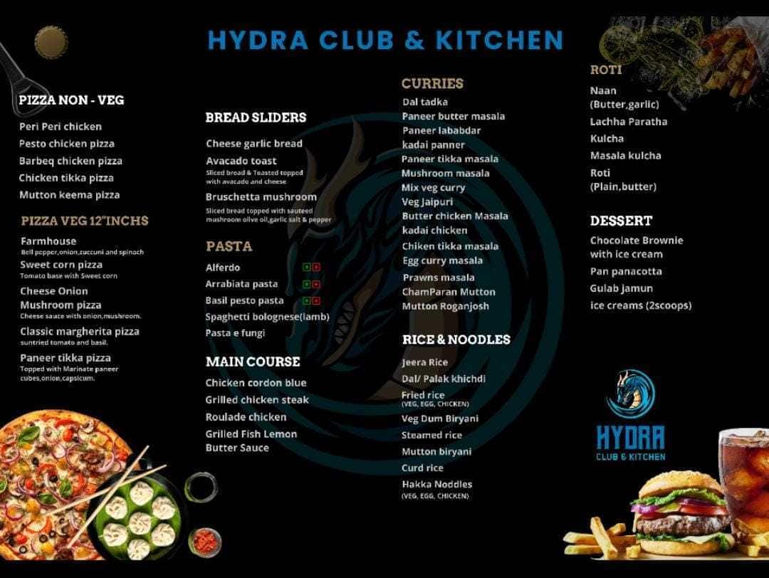 Menu of Hydra Club & Kitchen, Koramangala 6th Block, Bangalore