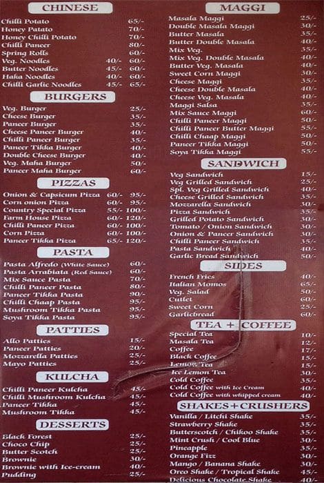 Menu at Cafe Alpha, Delhi, Shop 16