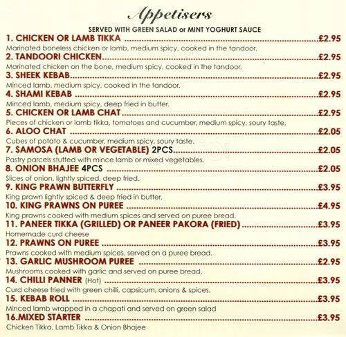 Menu at Imperial Spice fast food, London, 470 Long Ln