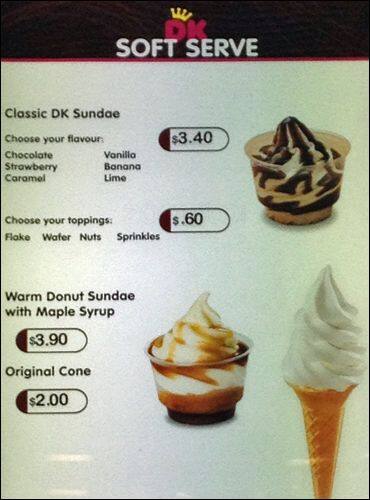 Menu at Donut King desserts, Lower Hutt, Westfield Queensgate