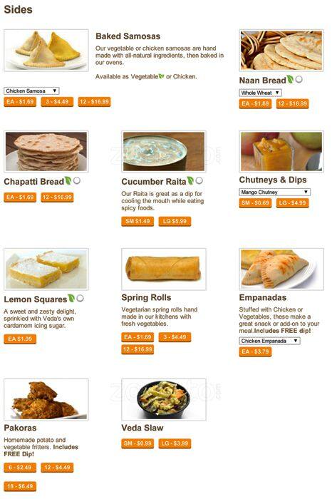 Menu at Veda, Toronto, 874 Yonge Street