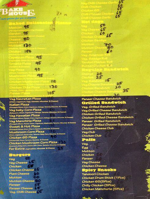Bake House menu, Menu restauracji Bake House, Tarnaka, Hyderabad - Zomato