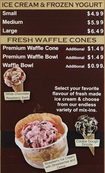 Menu at Marble Slab Creamery cafe, Richmond, Steveston Hwy