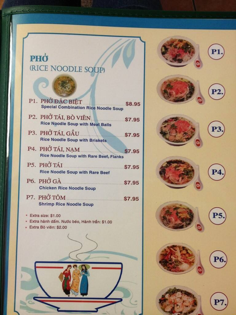 Menu at Pho A Dong Restaurant, Las Cruces