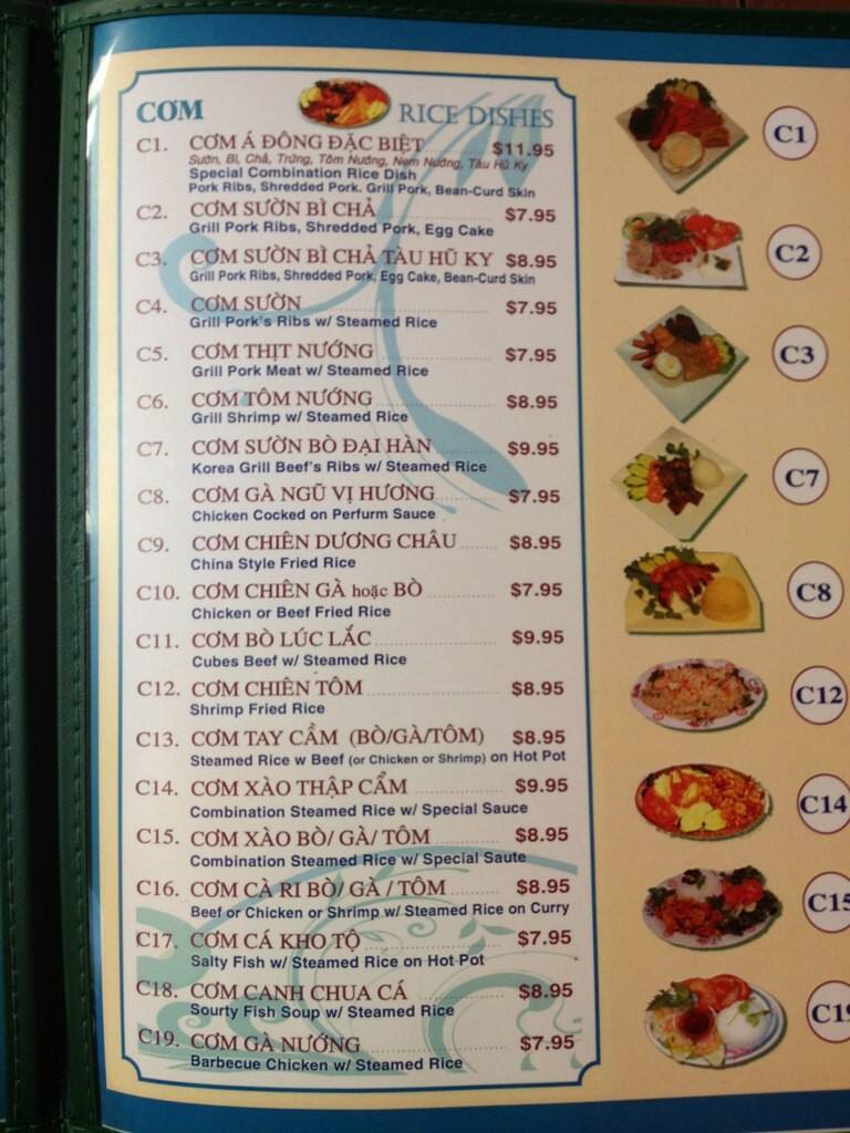 Menu at Pho A Dong Restaurant, Las Cruces