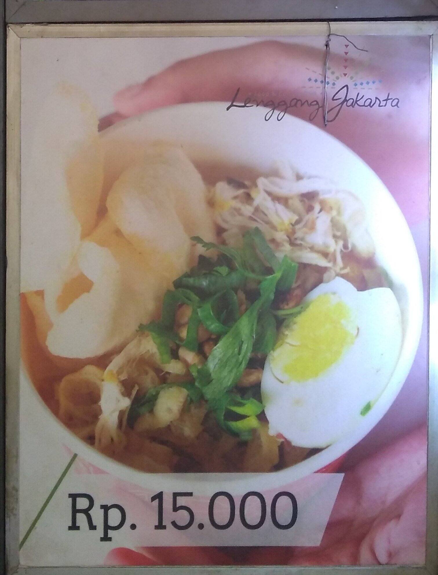 Menu at Bubur Sukabumi Anugrah restaurant, Central Jakarta