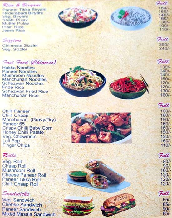 Menu at Tanishq restaurant, Kota