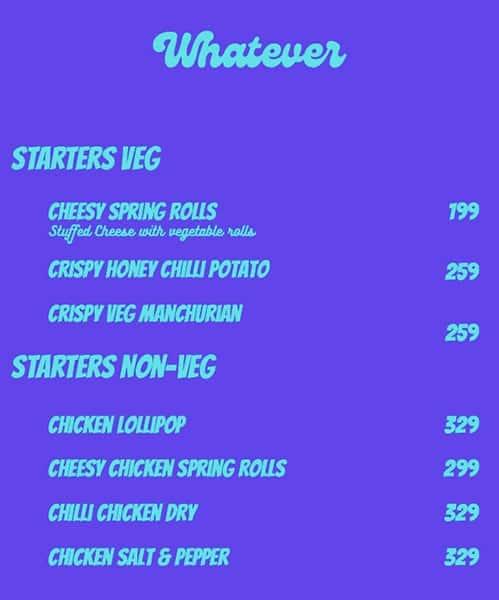 Menu of Whatever, NIT, Faridabad