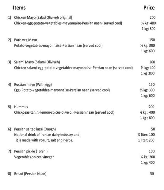 Menu of Arbab Cafe, Kondhwa, Pune