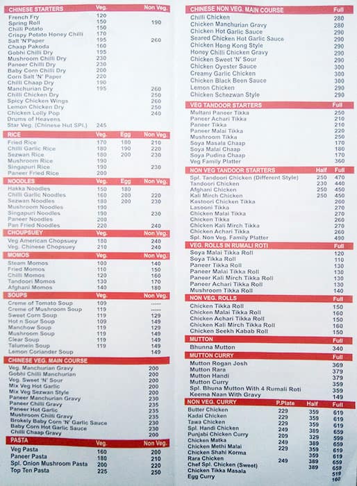 The Chinese Hut Menu, Menu for The Chinese Hut, Preet Vihar, New Delhi ...