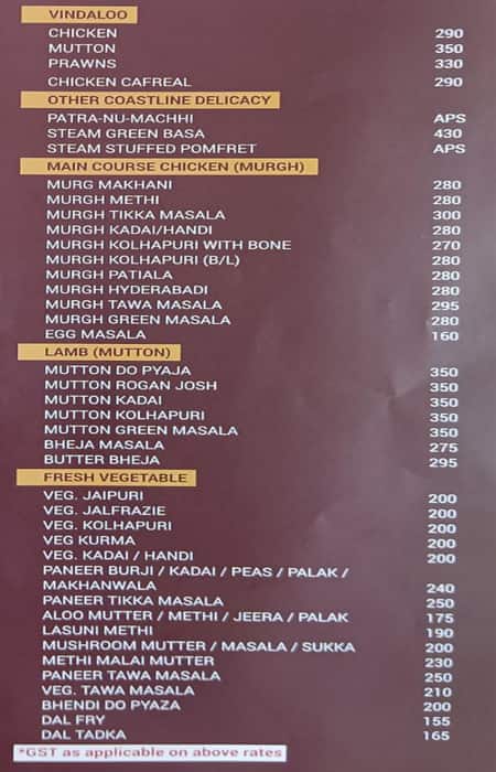 Menu at Jai Hind, Mumbai, 44