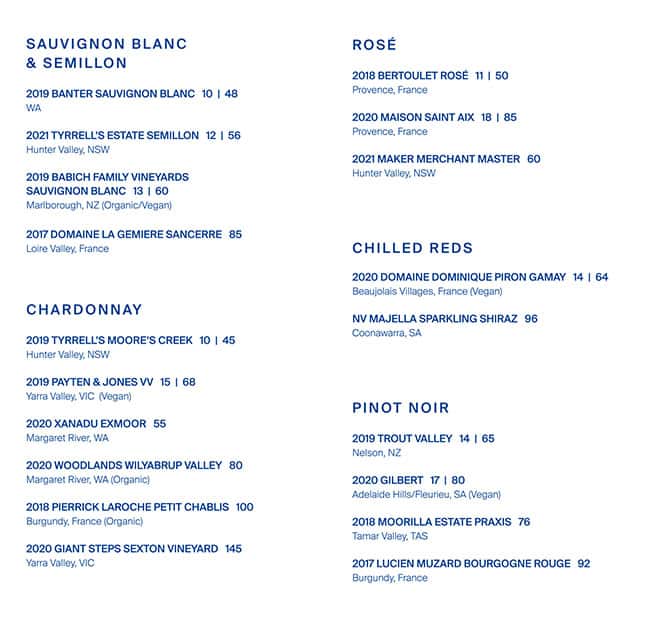 Menu at Watsons Bay Boutique Hotel cafe, Watsons Bay