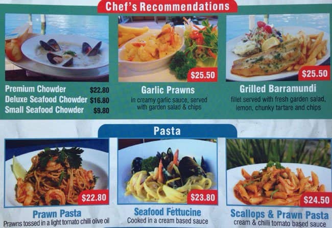 Menu at Cicerello's Mandurah restaurant, Mandurah