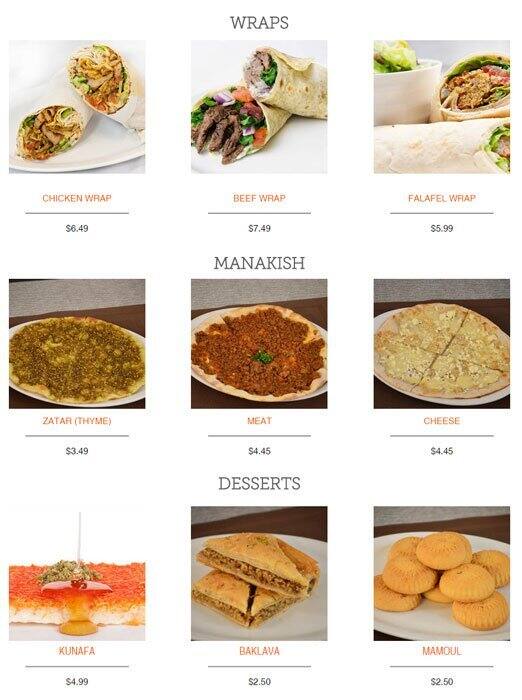 Menu at Baghdad Cafe, Vancouver