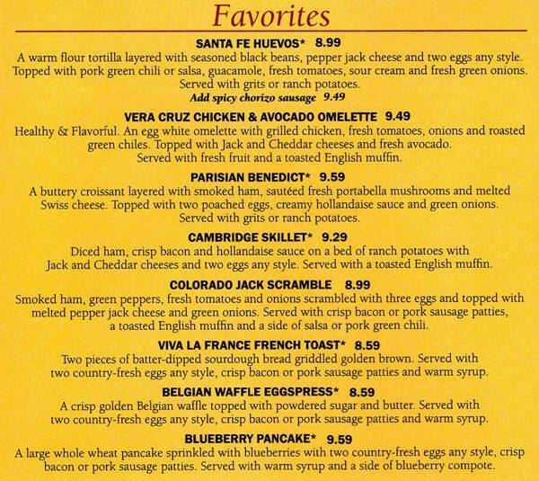 Menu at Egg & I cafe, Fort Worth, Lakewood Hill Dr