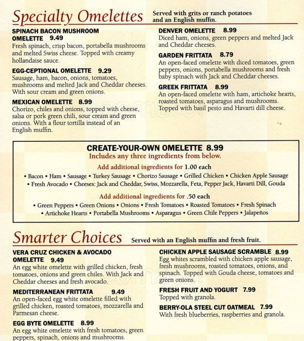 Menu at Egg & I cafe, Fort Worth, Lakewood Hill Dr