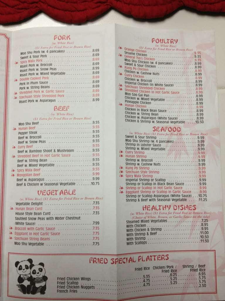 Menu at New Asian Panda restaurant, Richmond