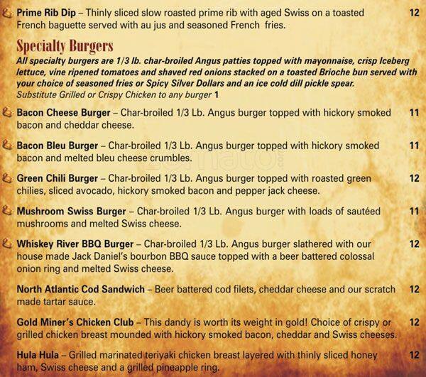 Menu at Silver Dollar Casino Renton pub & bar, Renton