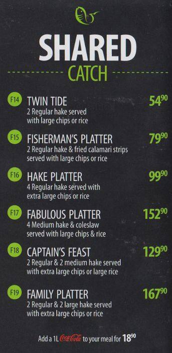 Menu at Fishaways restaurant, Bloemfontein, Shop 5, Preller Square ...