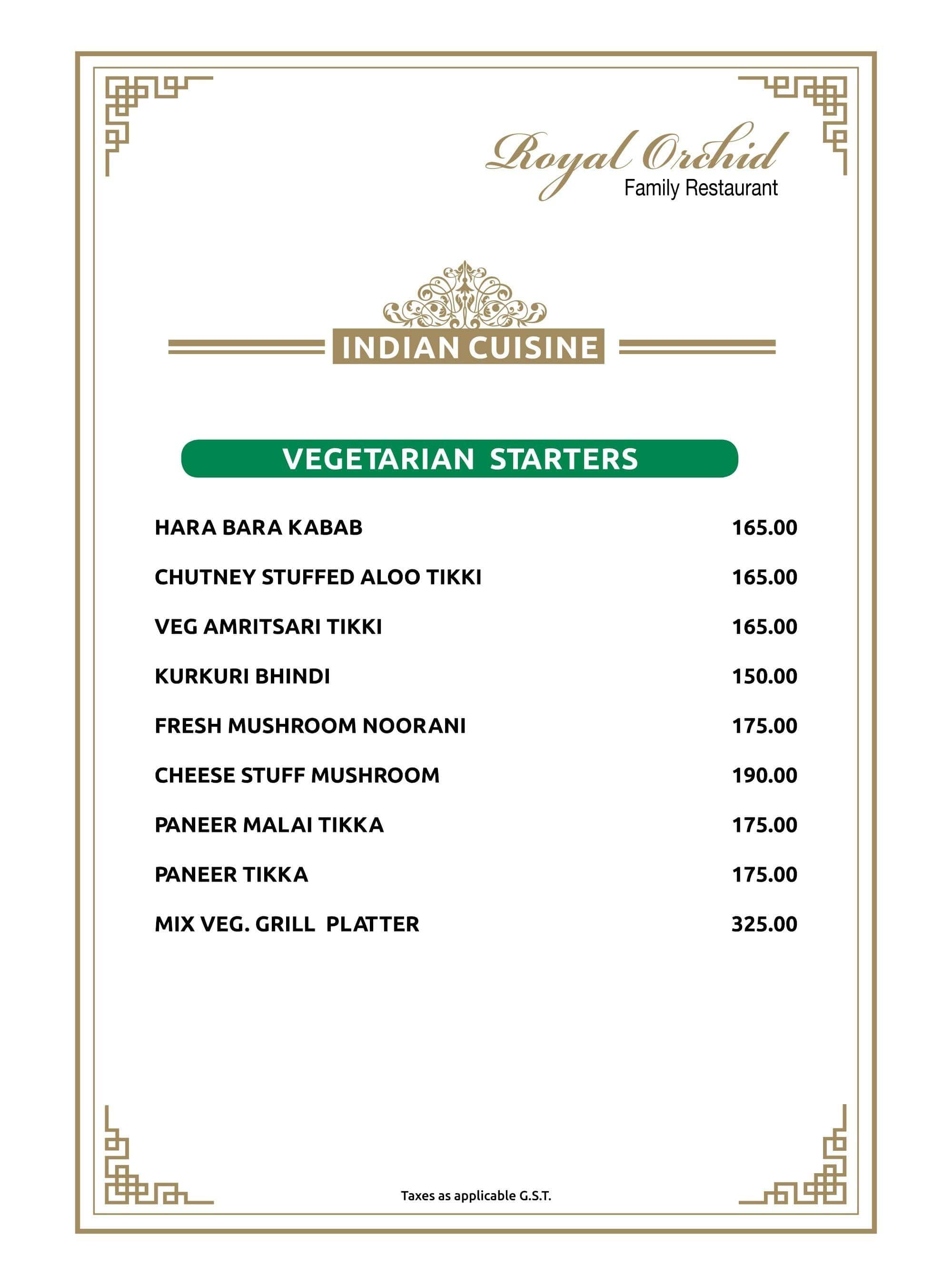 Royal Orchid Menu, Menu for Royal Orchid, Marve, Mumbai - Zomato