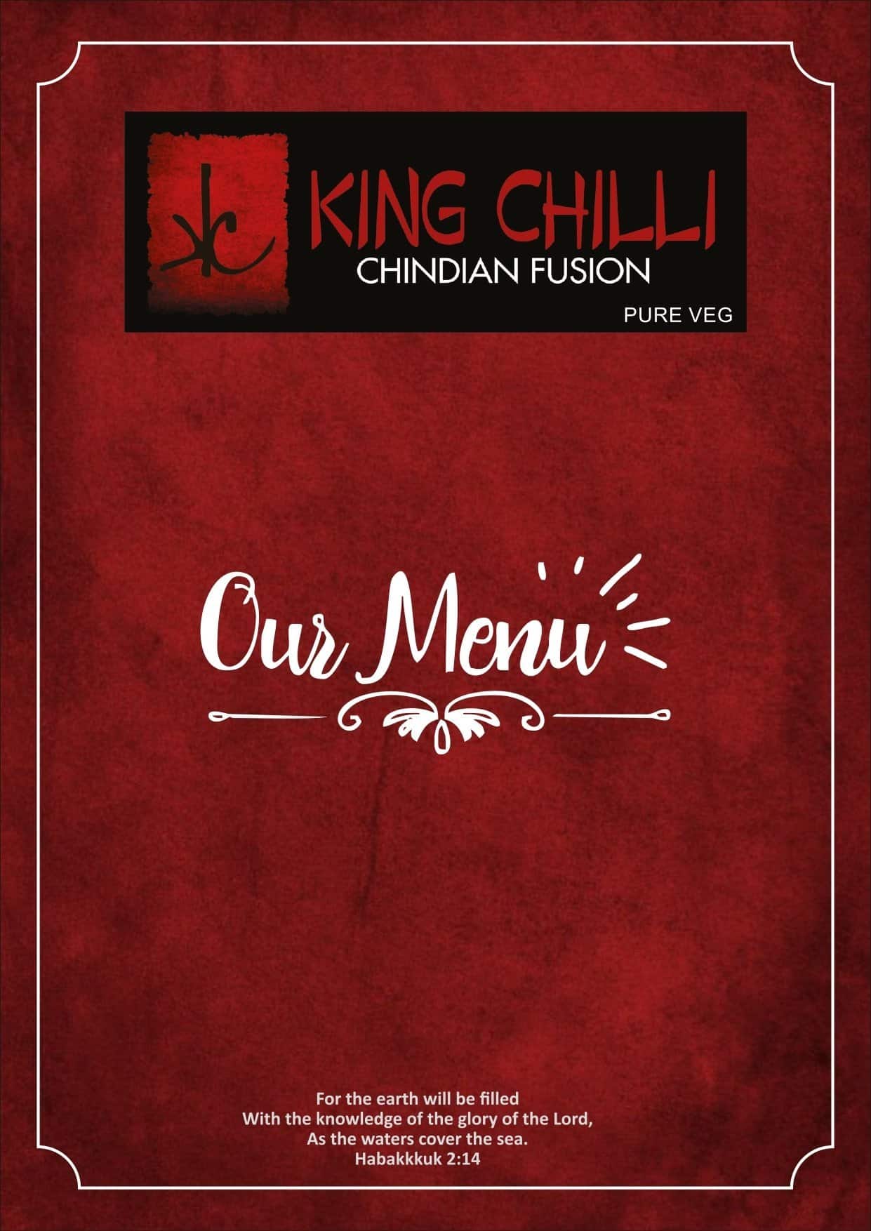 Menu of King Chilli Chindian Fusion Pure Veg, Santacruz East, Mumbai