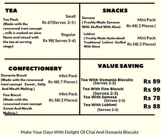 Menu of Naaz Biryani, Charminar, Hyderabad