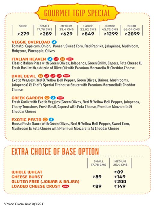 Menu at The Great Indian Pizza, Rajkot