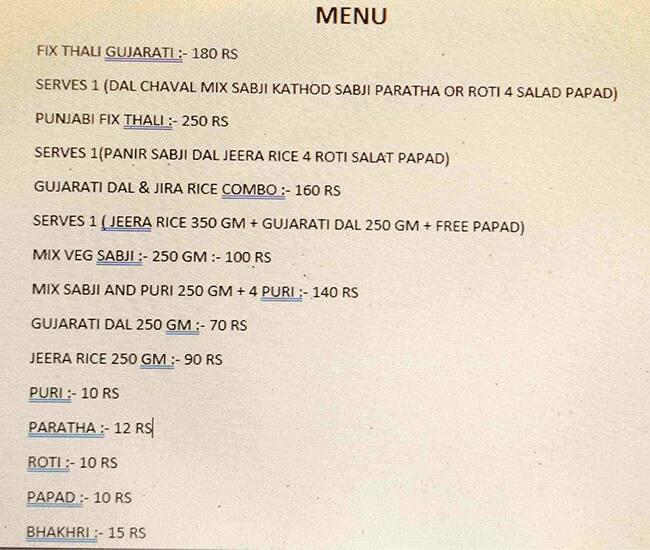 Menu of Krishna Food's, Kankaria, Ahmedabad