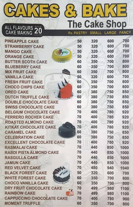 Menu of Cake And Bakes, Ambernath, Thane
