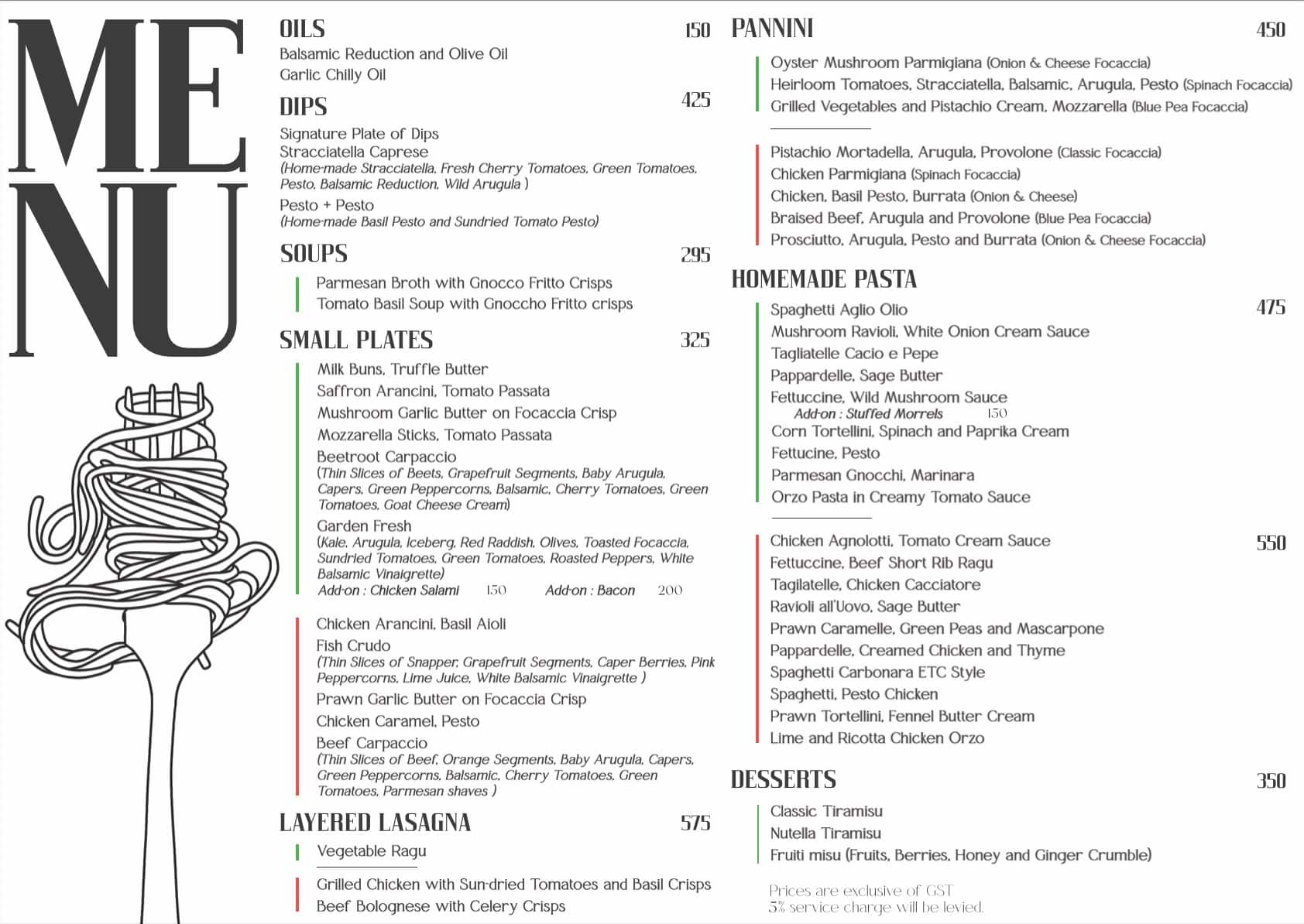 Menu of Elba Trading Co., Alwarpet, Chennai
