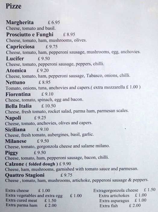 Menu at Caffe Del Mare restaurant, Twickenham, 55 York St