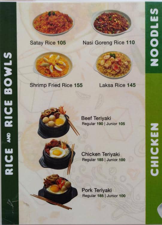 Menu at Chomp Chomp fast food, Manila, 2450 Leon Guinto St