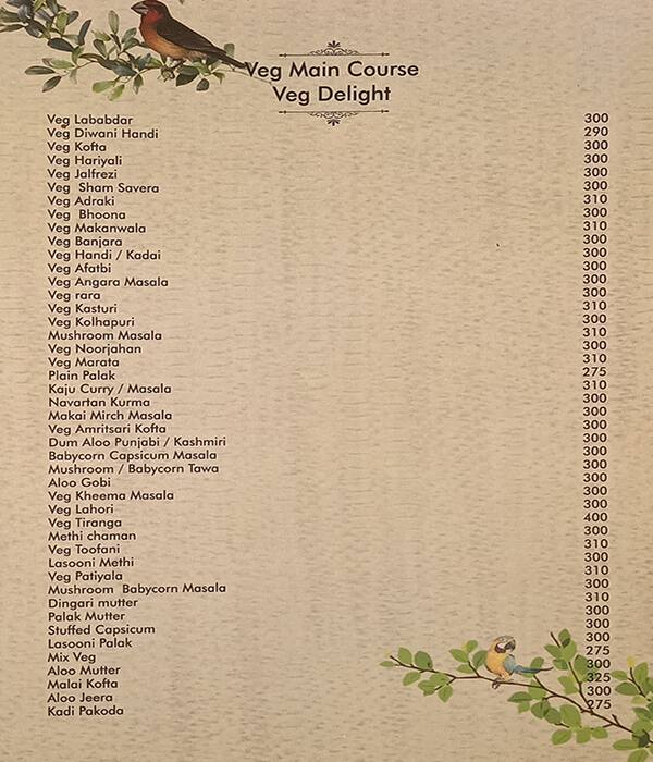 Menu at Bird Valley Bar And Restaurant Pimple Saudagar, Pimpri ...