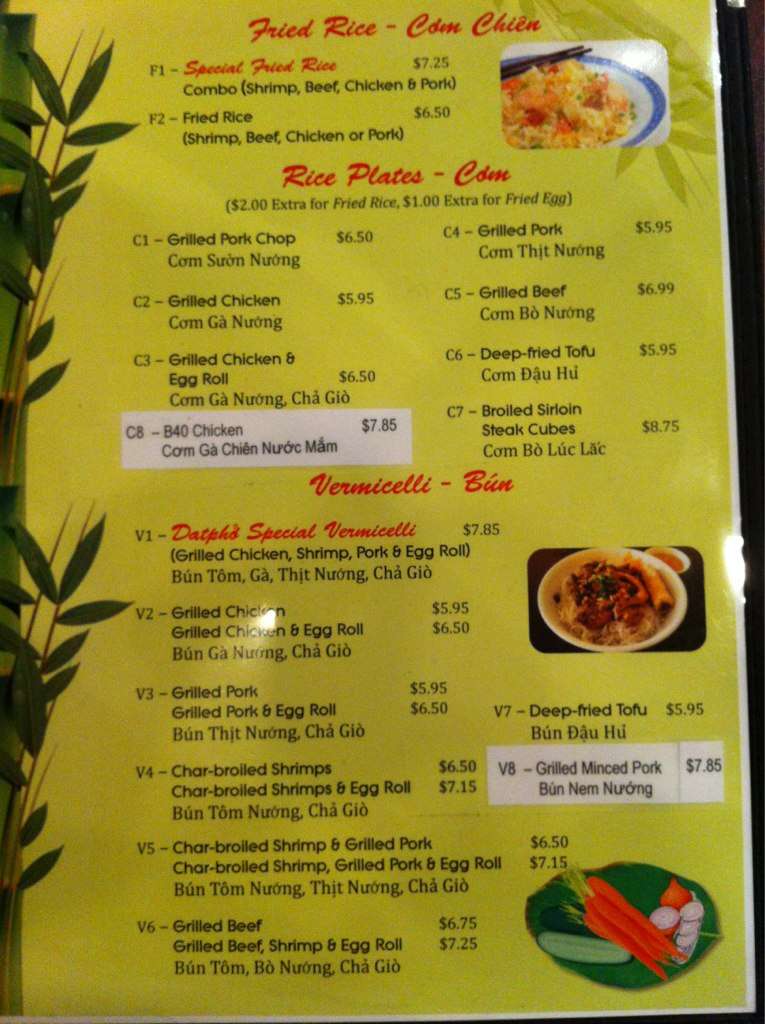 Menu at Datpho restaurant, Spring