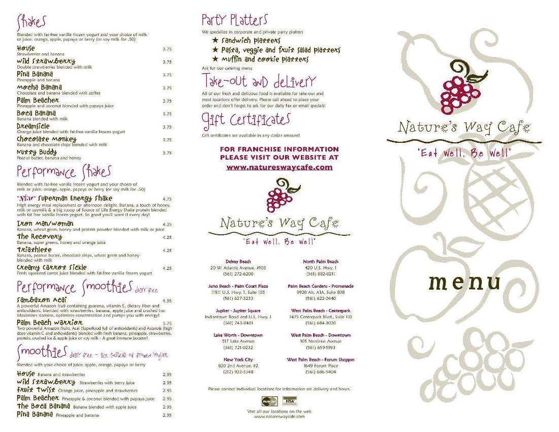 Nature's Way Cafe Menu, Menu for Nature's Way Cafe, Palm Beach Gardens ...