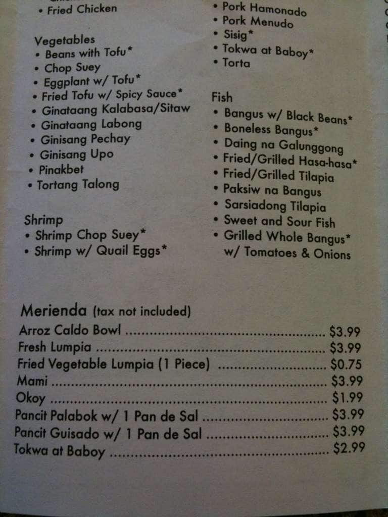 Menu at Valerio's City Bakery, National City, E 8th St #1