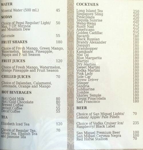Menu at Flora Cafe, Cebu City, Archbishop Reyes Avenue Camputhaw