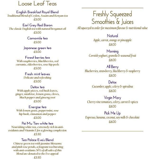 Menu at Urban Retreat Cafe, London