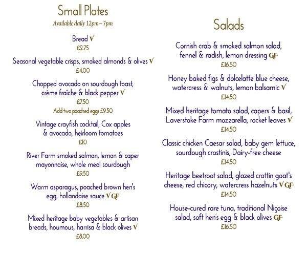 Menu at Urban Retreat Cafe, London