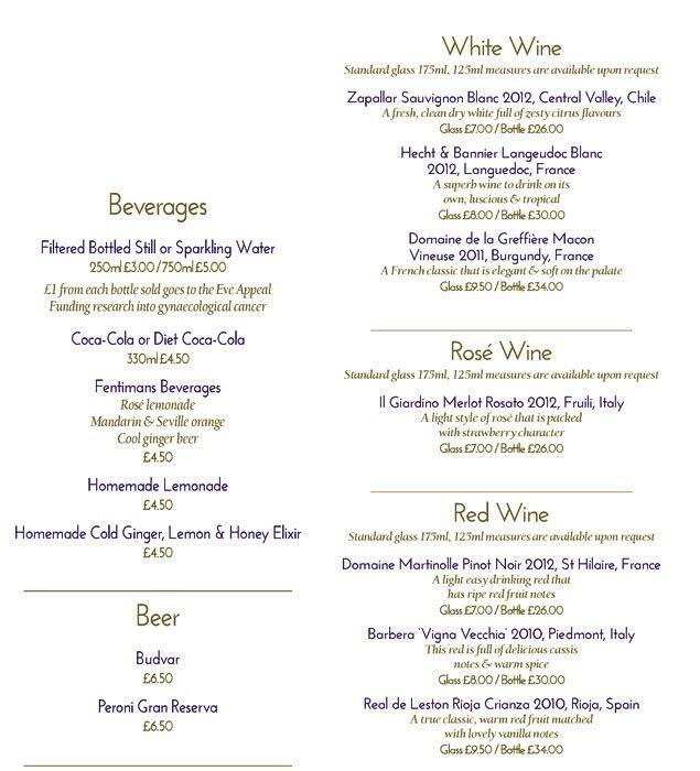 Menu at Urban Retreat Cafe, London