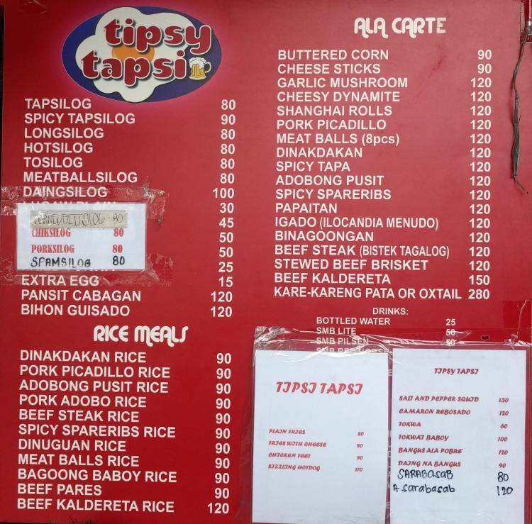 Tipsy Tapsi Menu, Menu for Tipsy Tapsi, Project 8, Quezon City - Zomato ...