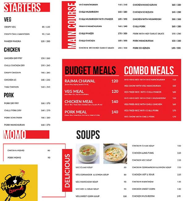 Menu of Hunger Games, Christian Basti, Guwahati