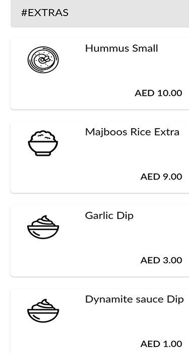 Menu at Maroosh restaurant, Abu Dhabi, Opposite Abu Dhabi Commercial Bank