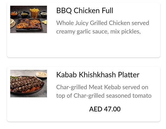 Menu at Maroosh restaurant, Abu Dhabi, Opposite Abu Dhabi Commercial Bank