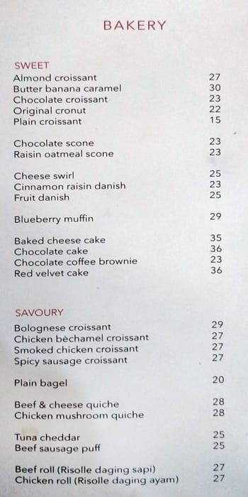 Menu at Delico cafe, Jakarta, Summitmas Tower