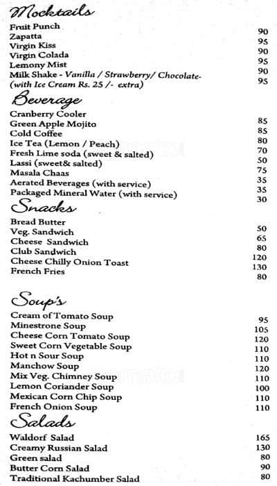 Alinea Menu, Menu for Alinea, C G Road, Ahmedabad - Zomato