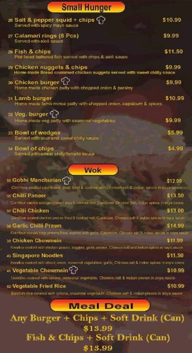 Menu at Glassy Junction pub & bar, Malvern East