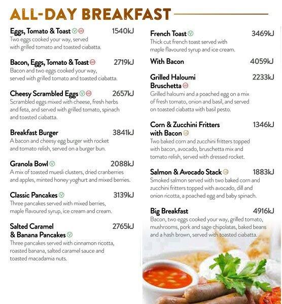 Menu At The Coffee Club Chermside